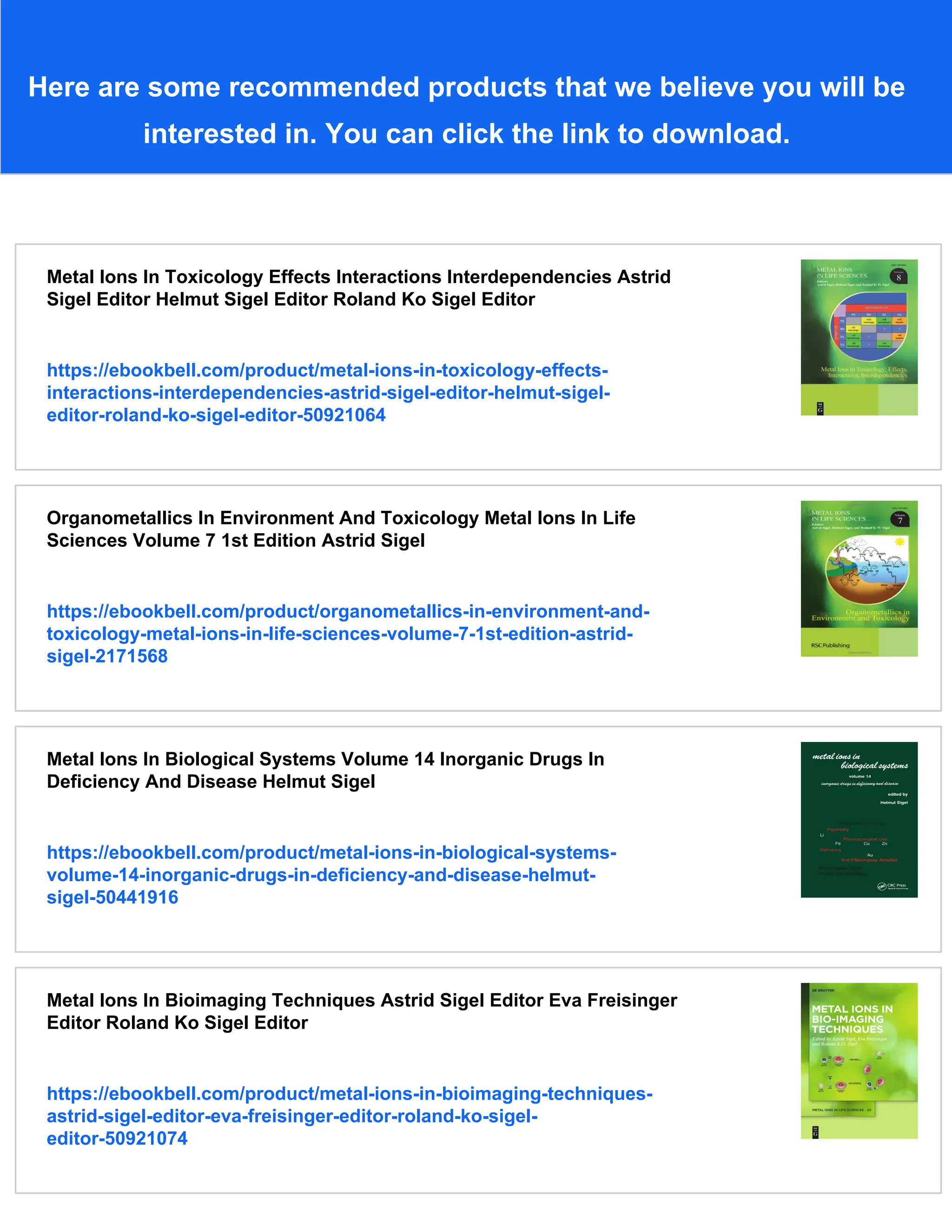 Metal Ions In Toxicology Effects Interactions Interdependencies Astrid ...