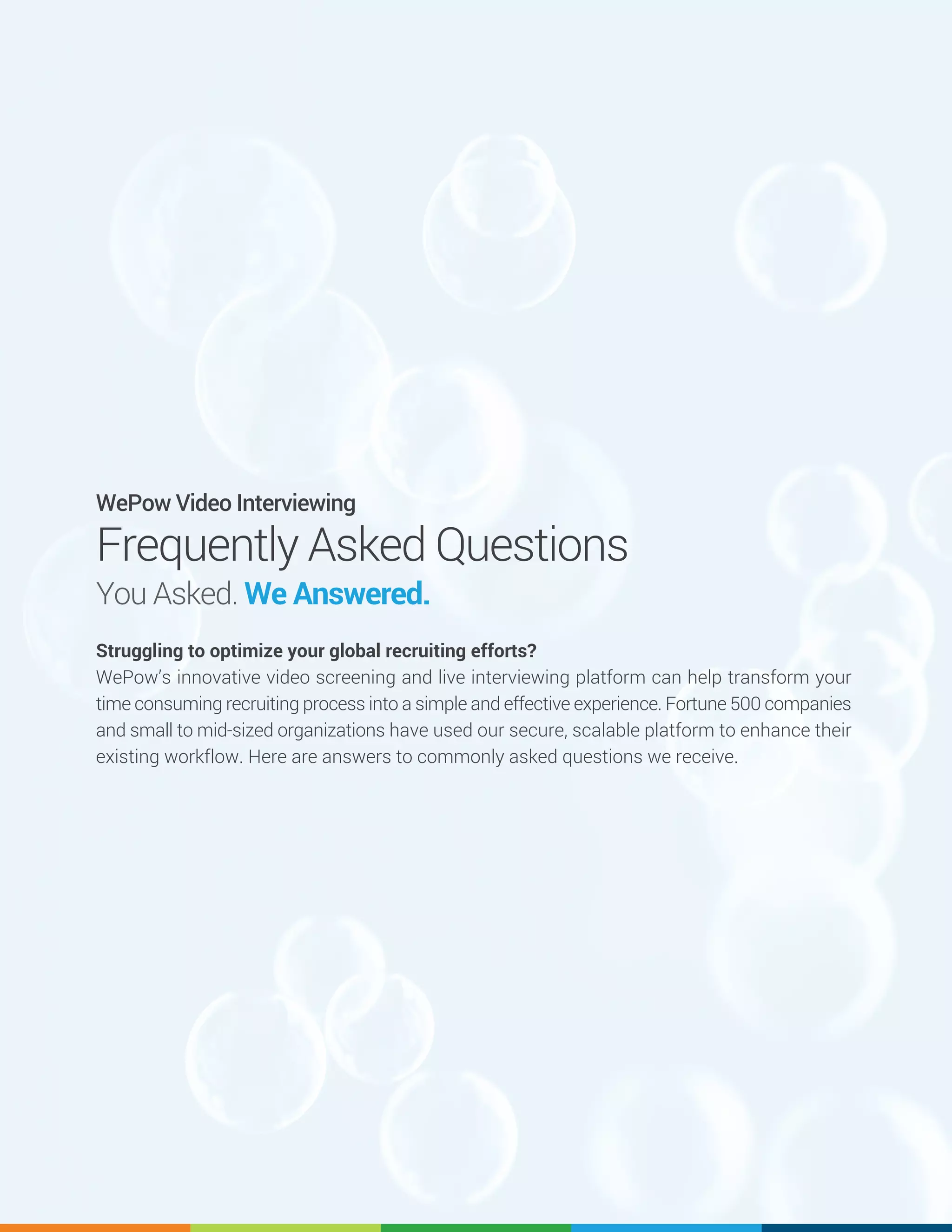 WEPOW Video Interviewing FAQs | PDF