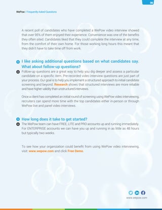 WEPOW Video Interviewing FAQs | PDF