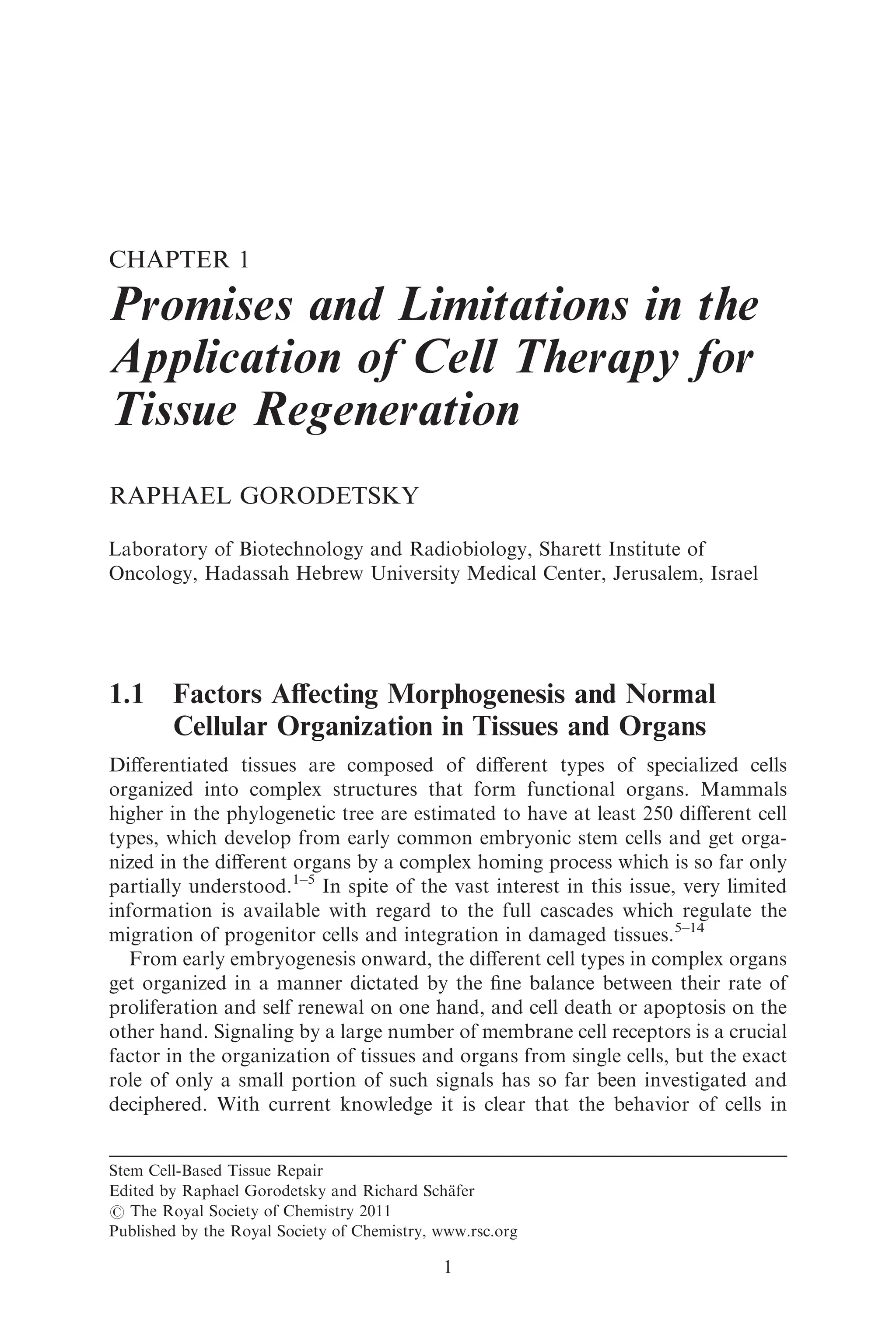 Stem Cellbased Tissue Repair Raphael Gorodetsky Richard Schafer | PDF