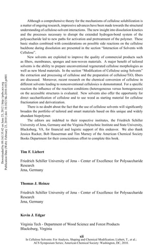 Cellulose Solvents For Analysis Shaping And Chemical Modification Tim F ...