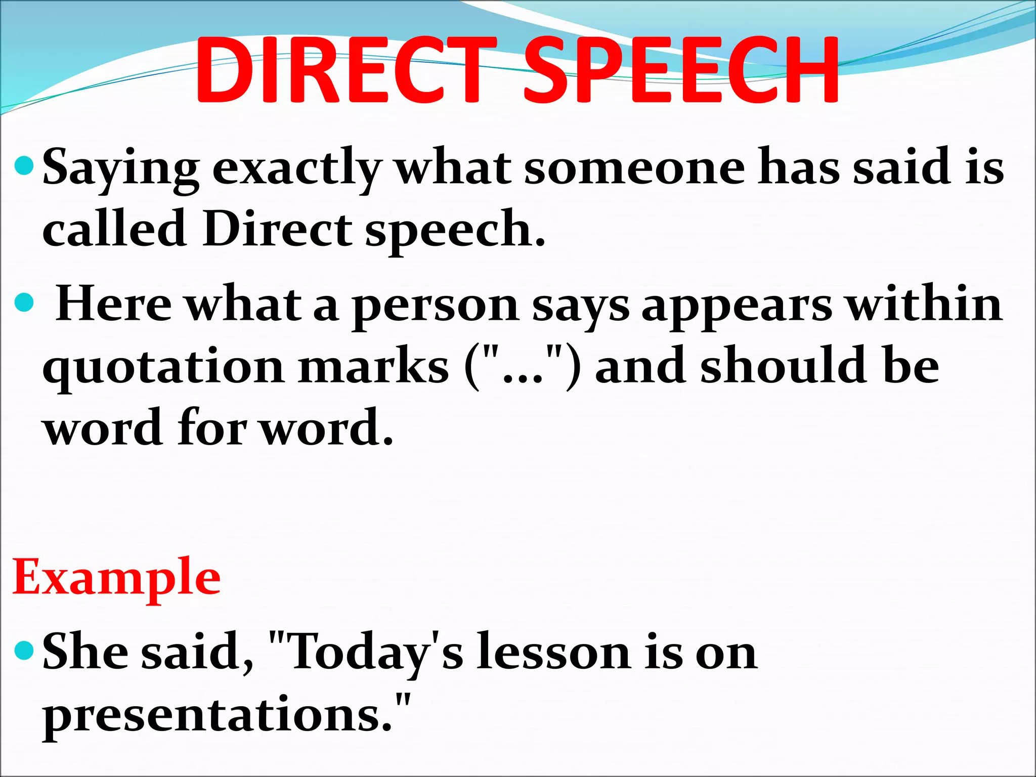 Direct and Indirect Speech | PPT