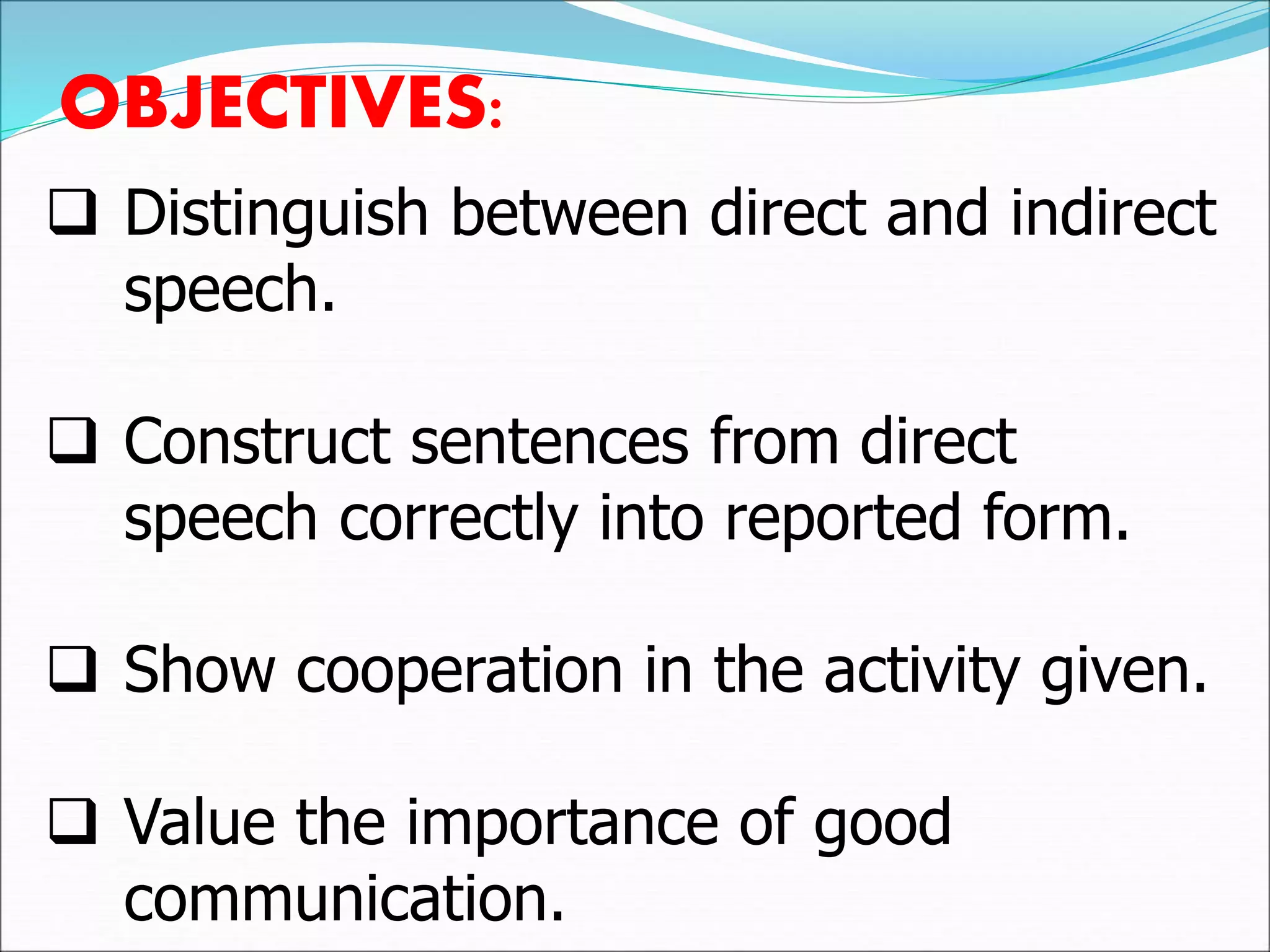 Direct and Indirect Speech | PPT
