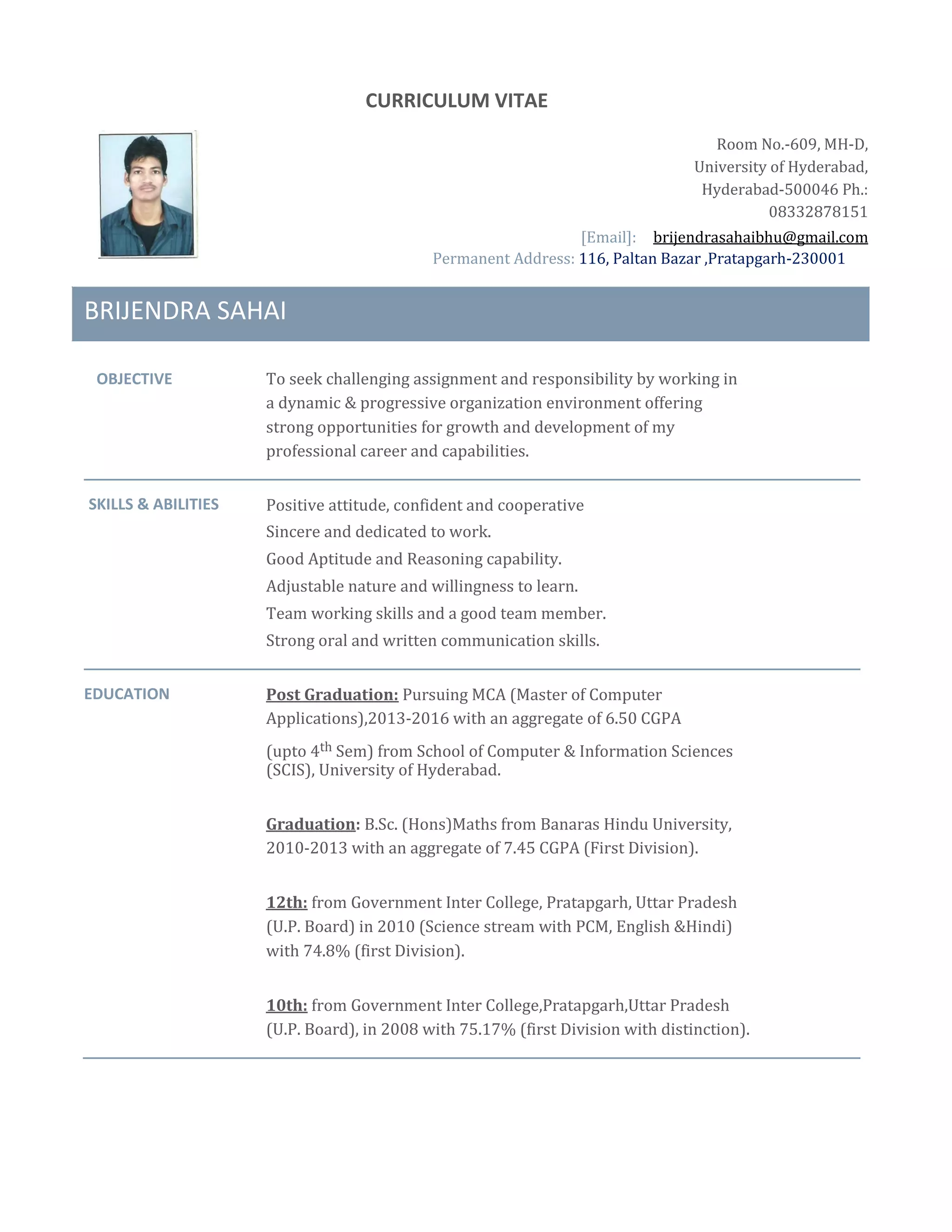 BRIJENDRA_CV2016 | PDF