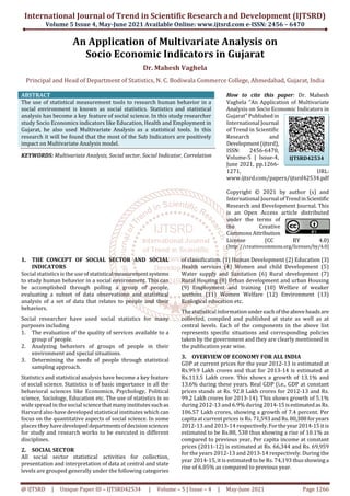 An Application of Multivariate Analysis on Socio Economic Indicators in Gujarat | PDF