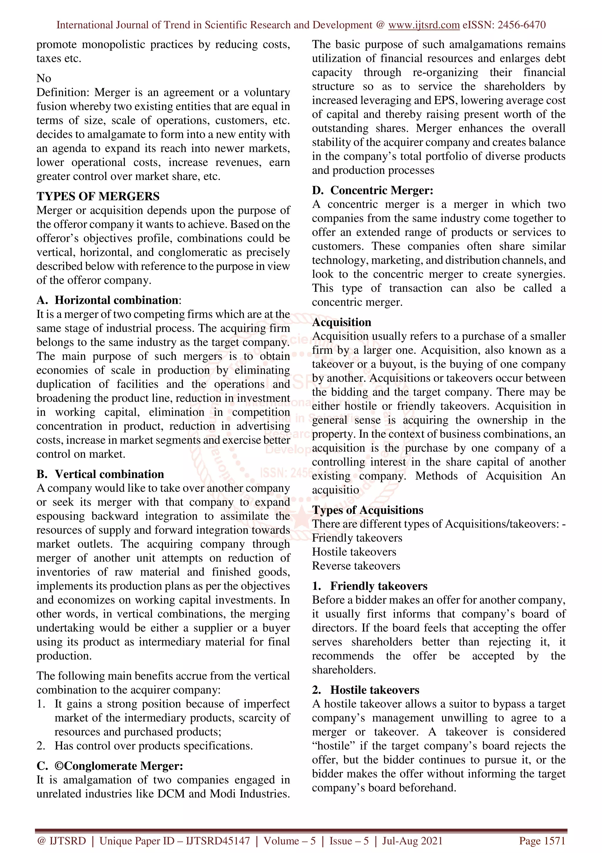A Study on Mergers and Acquisitions of Indian Banking Sector | PDF