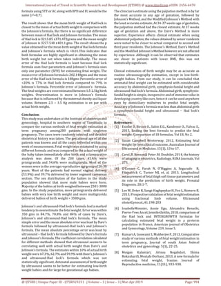Estimation of Fetal Size and Weight using Various Formulas | PDF