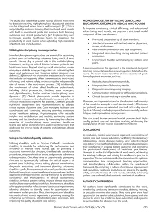 Enhancing the Art of Conducting Medical Ward Rounds: Addressing ...