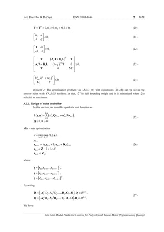 Min Max Model Predictive Control for Polysolenoid Linear Motor | PDF