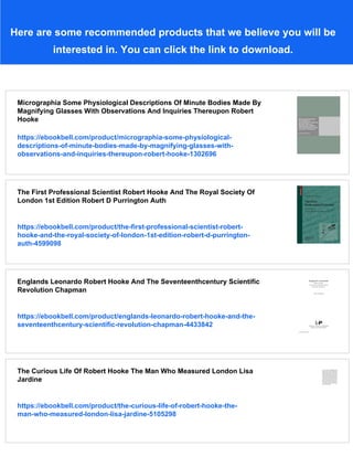 Robert Hooke Tercentennial Studies Michael Hunter Michael Cooper Editor ...
