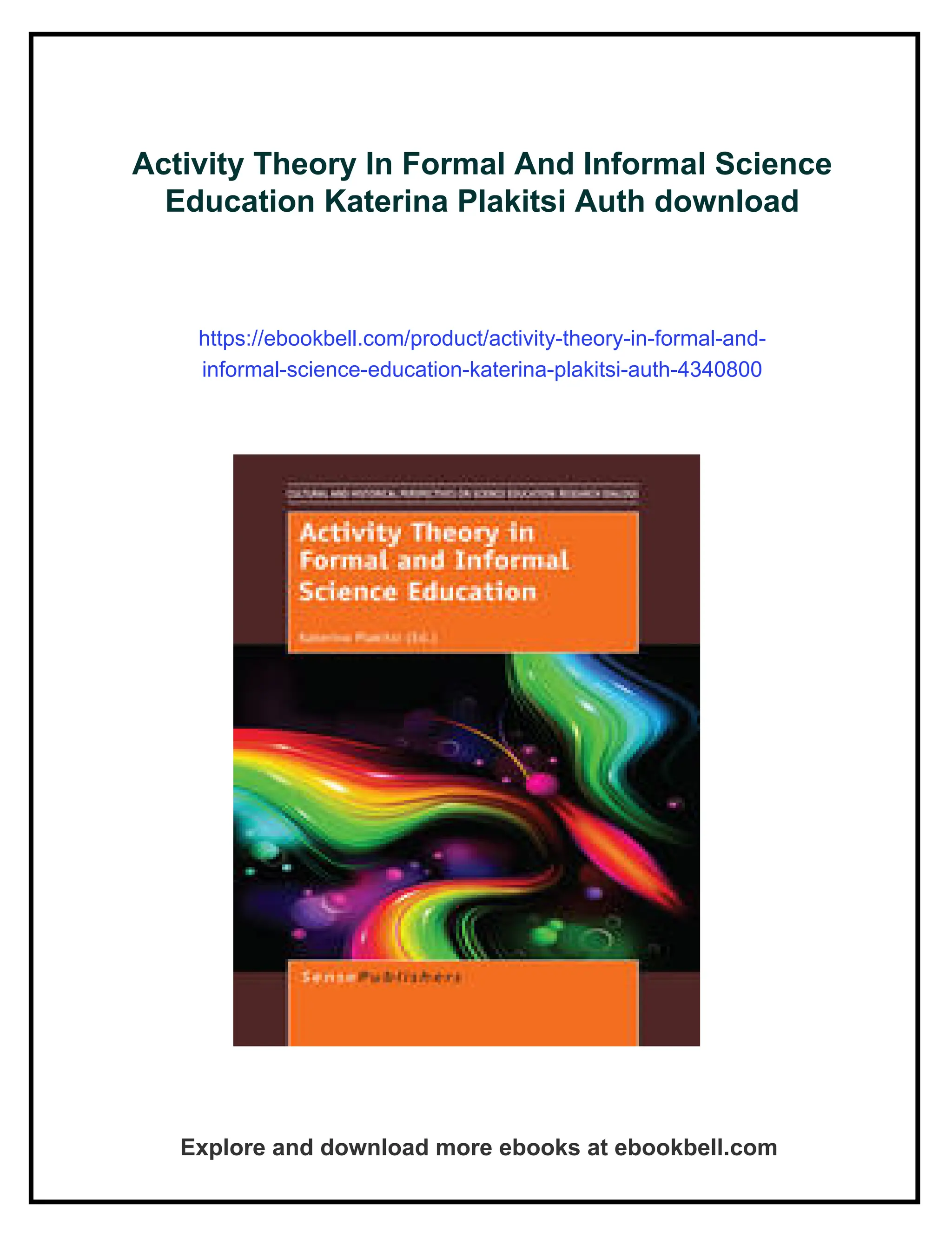 Activity Theory In Formal And Informal Science Education Katerina ...