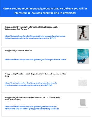 Disappearing Cryptography Information Hiding Steganography Watermarking ...
