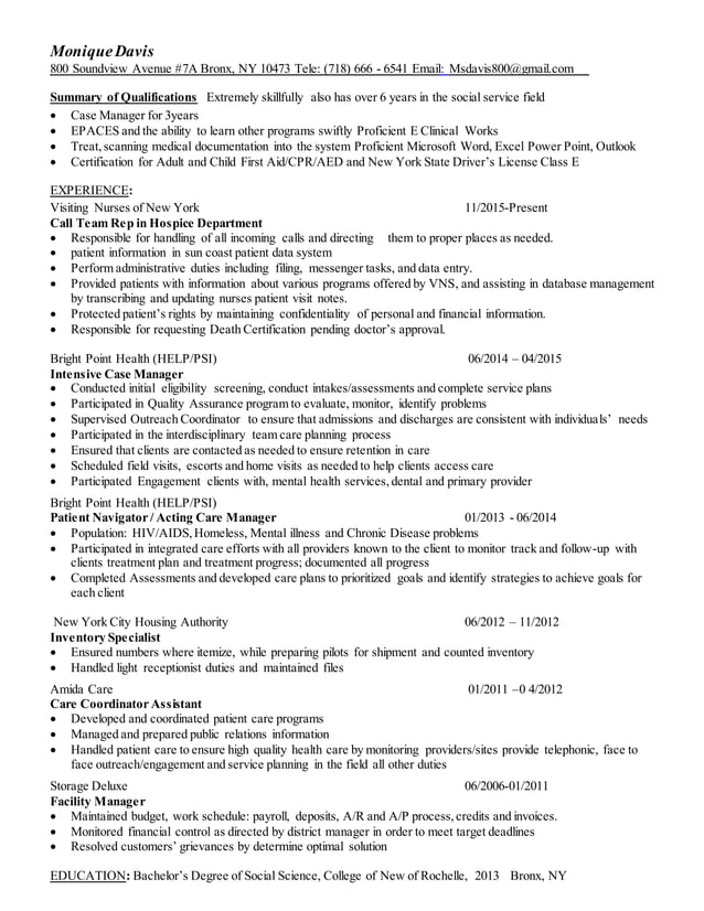 monique davis Main resume2016 | DOCX