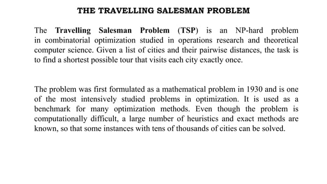 Travelling salesman problem | PPTX