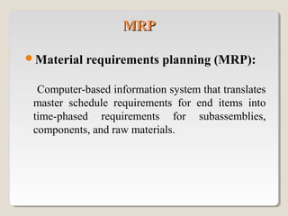 Input to MRP | PPT