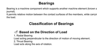 Classification of Bearing - Machine Design | PPTX