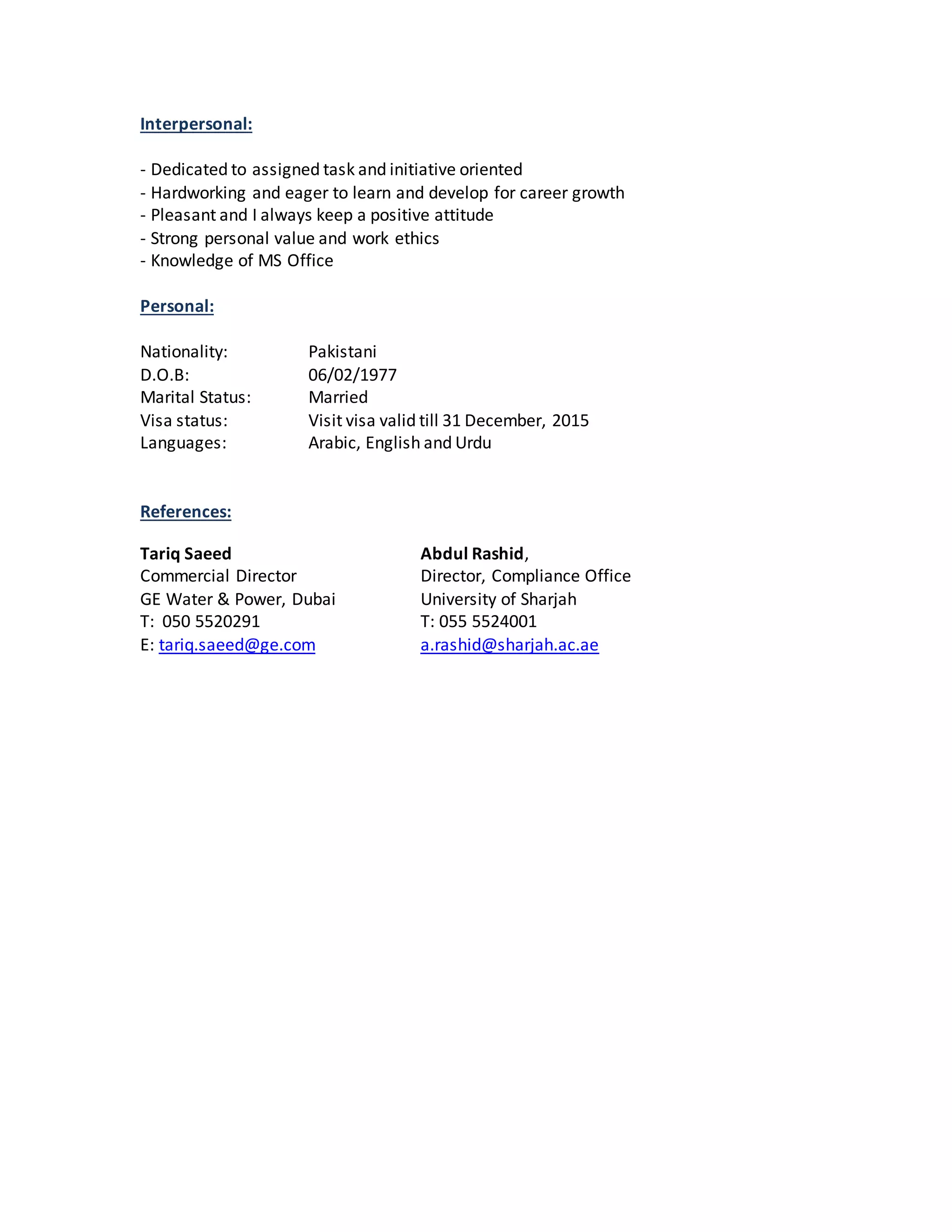 Imran Yousaf CV | DOCX