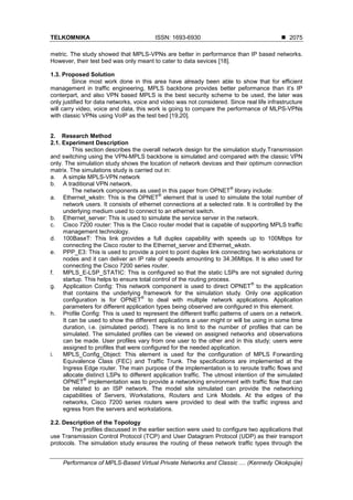 Performance of MPLS-based Virtual Private Networks and Classic Virtual Private Networks Using ...