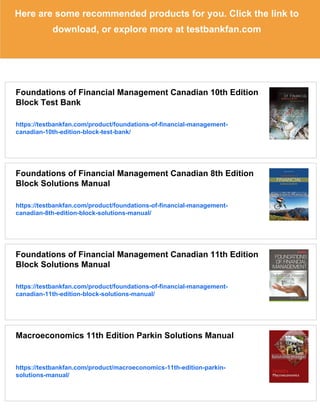 Foundations of Financial Management Canadian 10th Edition Block ...