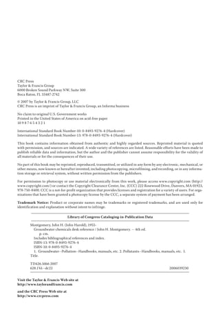 Groundwater Chemicals Desk Reference 4th John H Montgomery | PDF