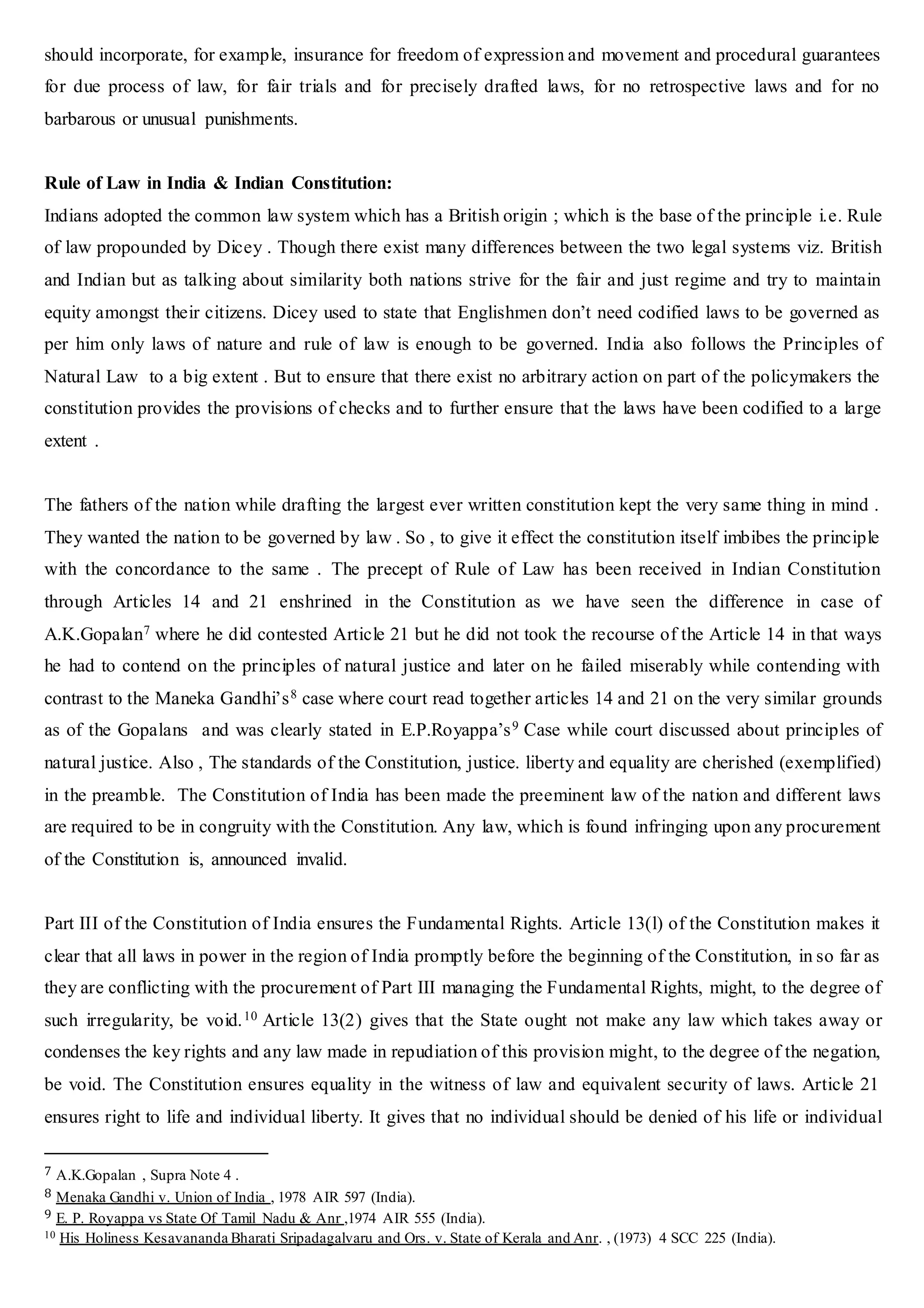 Rule of Law in India and Indian Judiciary | DOCX