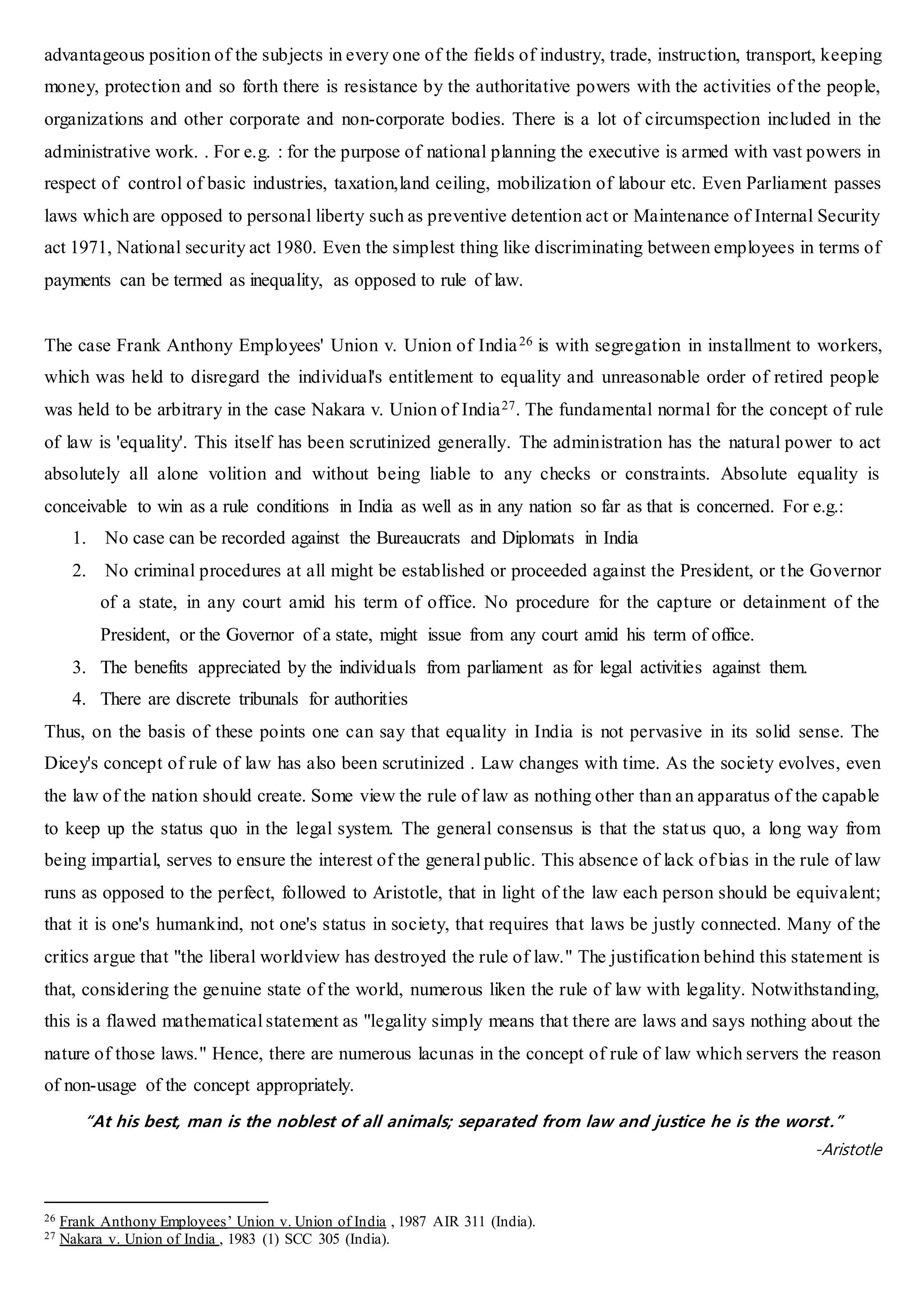 Rule of Law in India and Indian Judiciary | DOCX