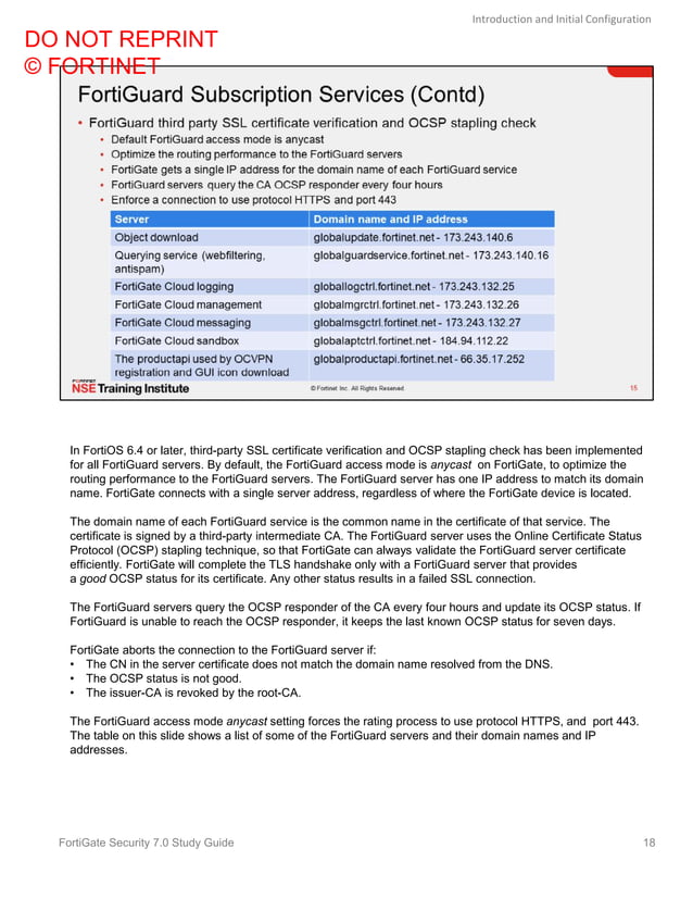 Fortinet Fortigate Security Study Guide V70 Fortinet | PDF