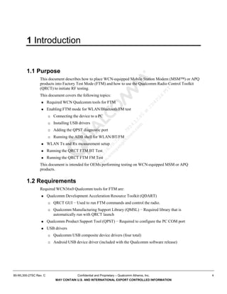Wcn36x0 Wlanbtfm Ftm Guide With Qrct Test Example 80wl30027sc Rev C ...