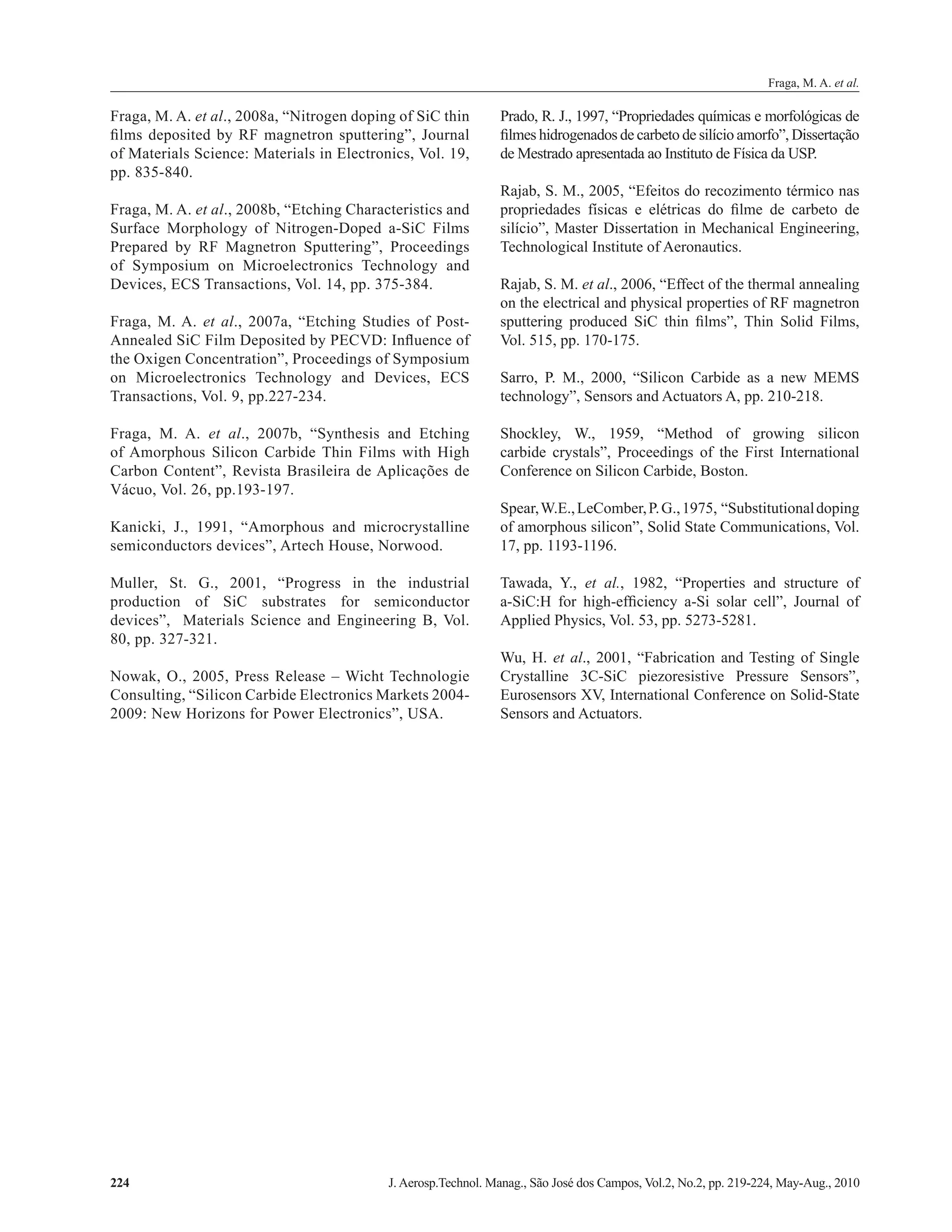 Technology roadmap for development of SiC sensors at plasma processes ...