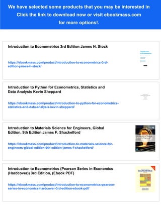 Introduction to Econometrics, Global Edition James H. Stock | PDF