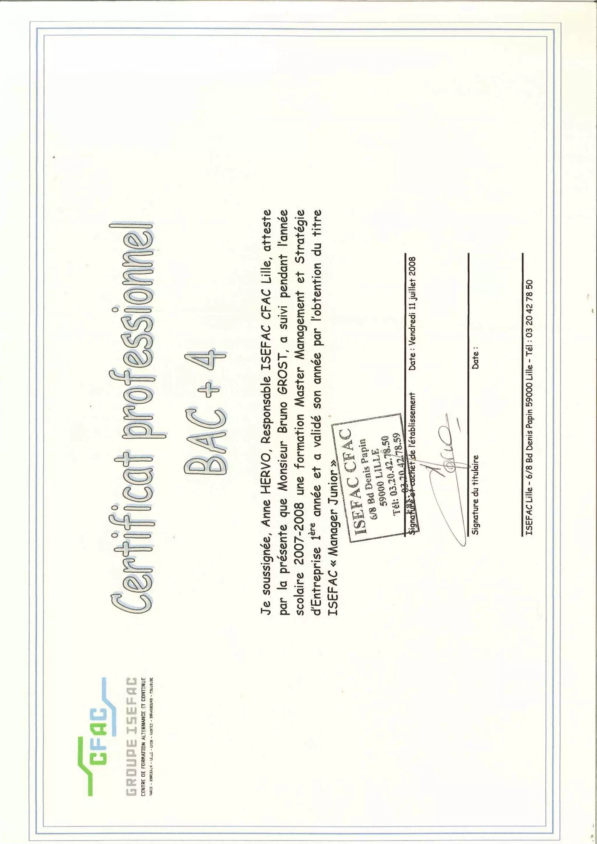 Certificat BAC+4 | PDF
