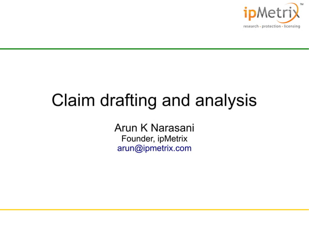 Patent Specification Drafting Series: Claim Drafting & Analysis, By Arun Narasani | PDF