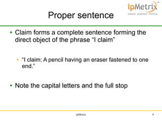 Patent Specification Drafting Series: Claim Drafting & Analysis, By ...