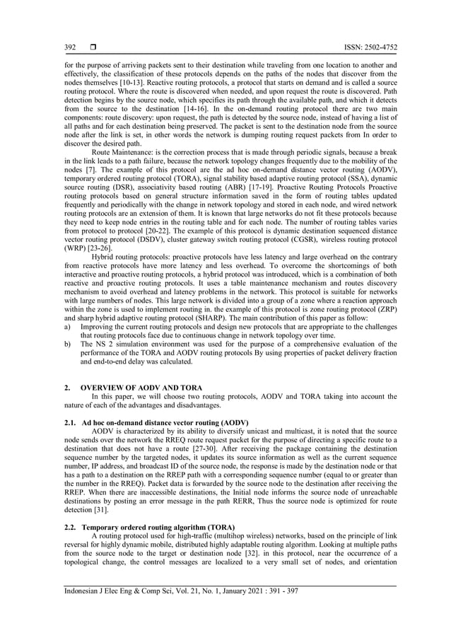 Performance Evaluation Of Two Models In The Reactive Routing Protocol
