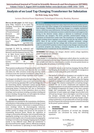 Analysis of on Load Tap Changing Transformer for Substation | PDF