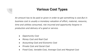 Cost and Various Cost Types | PPT