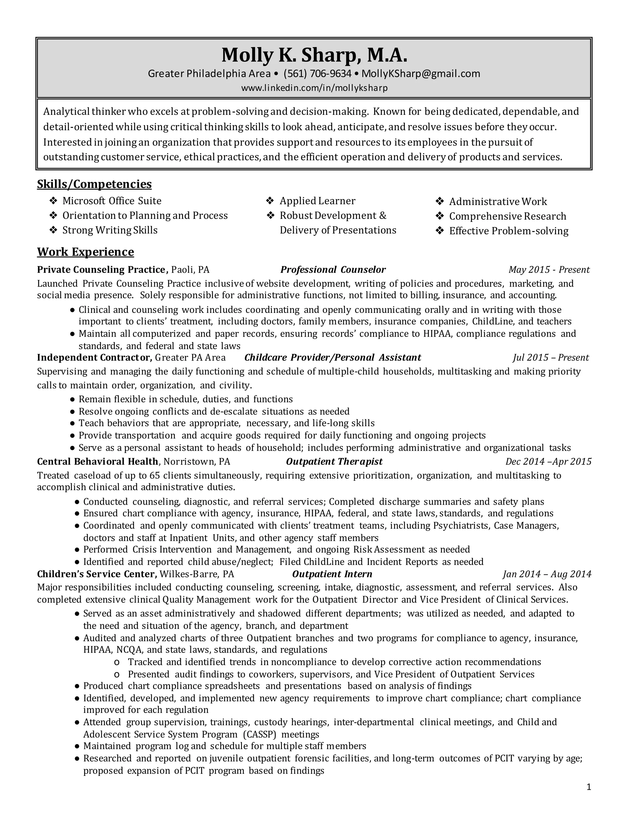 MSharpResume2016 | DOCX | Physical Therapy | Wellness