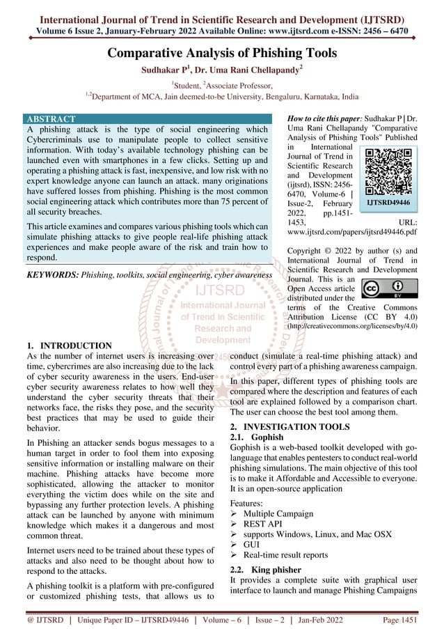 Comparative Analysis of Phishing Tools | PDF
