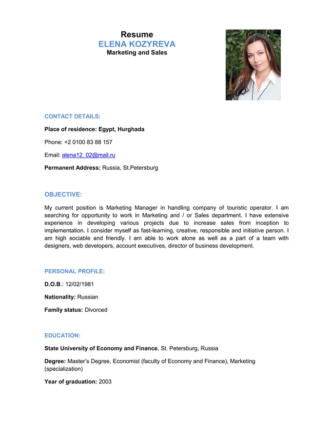 Resume | PDF | Hospitality Industry | Industries