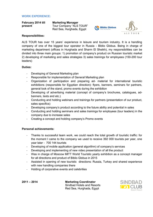 Resume | PDF | Hospitality Industry | Industries