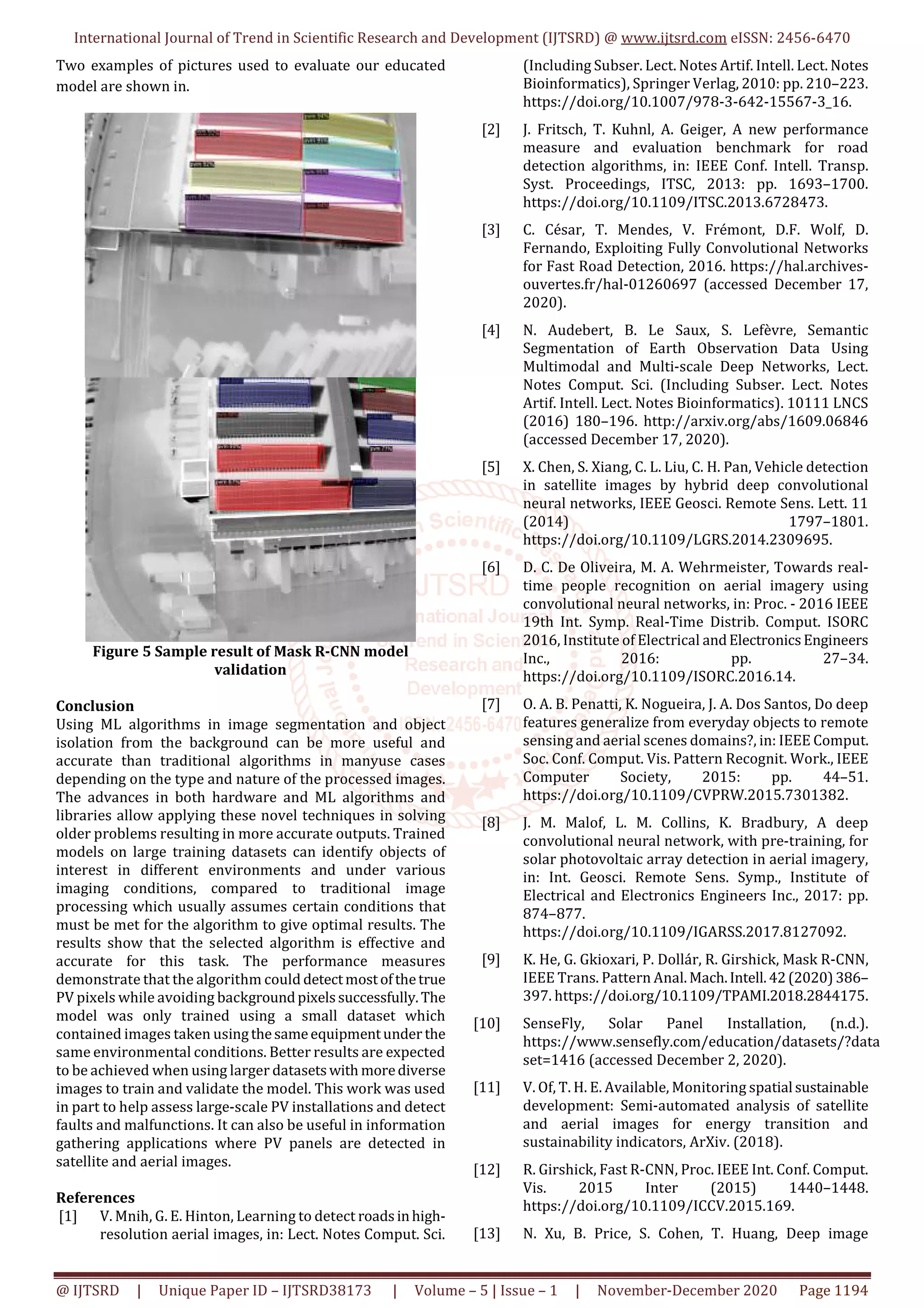 Using Mask R CNN to Isolate PV Panels from Background Object in Images | PDF