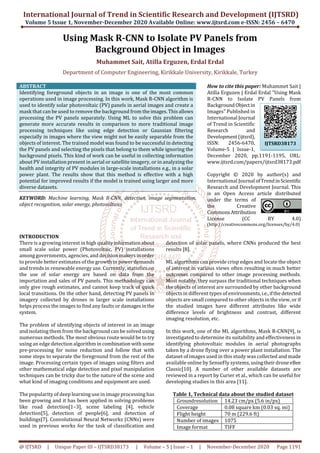 Using Mask R CNN to Isolate PV Panels from Background Object in Images | PDF