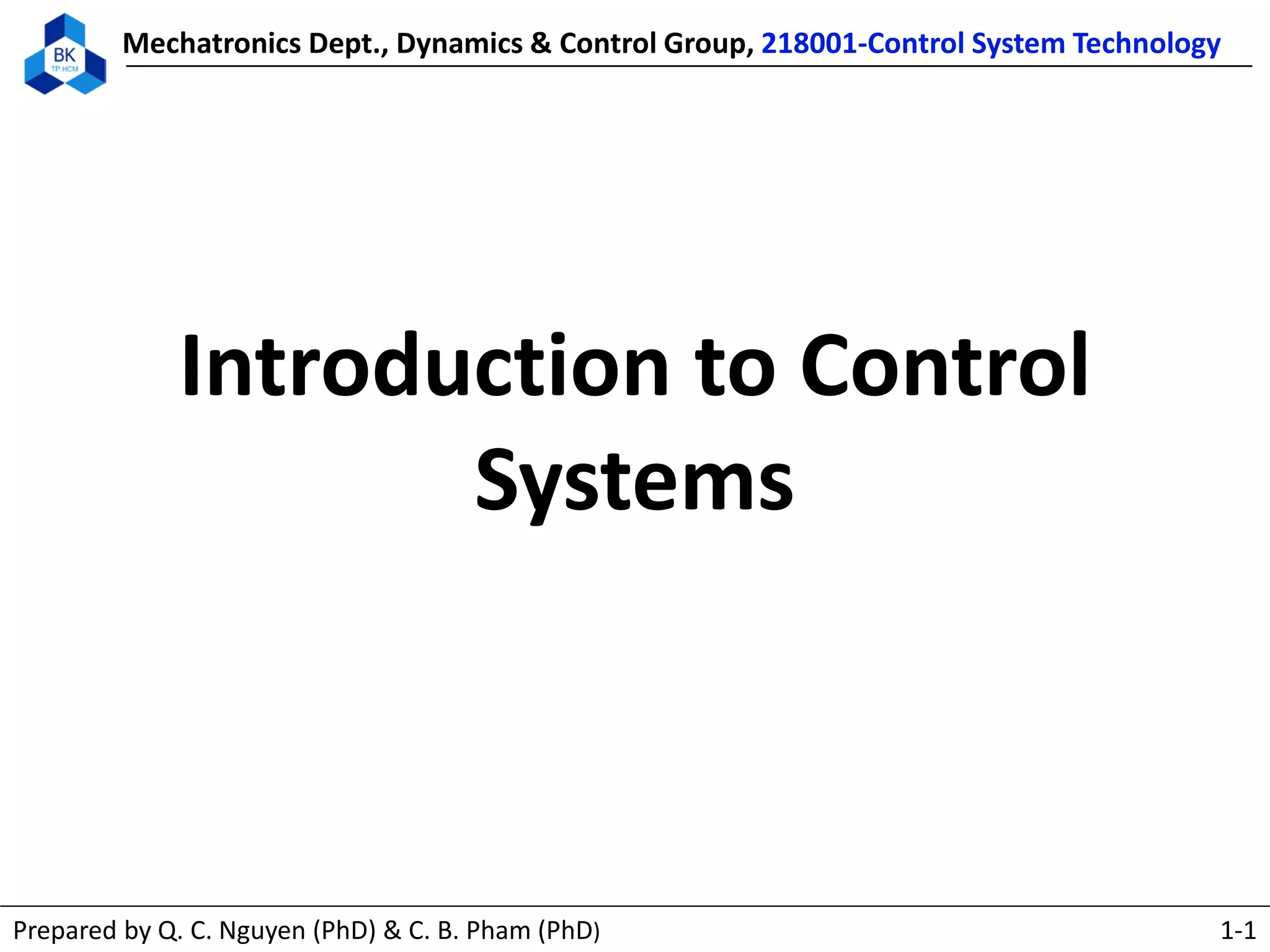 218001 control system technology lecture 1 | PDF