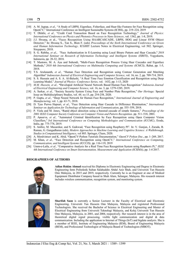 Real time face recognition of video surveillance system using haar cascade classifier | PDF