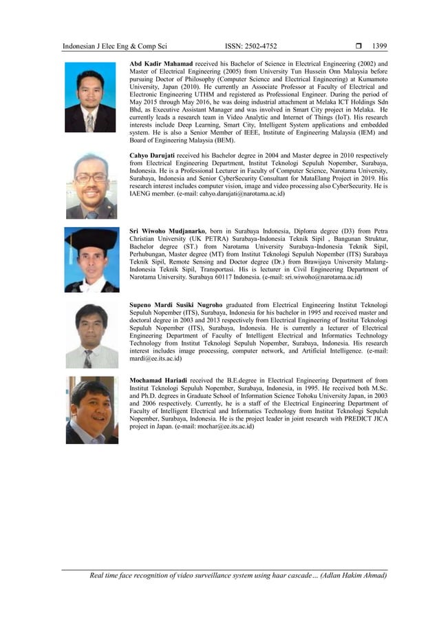 Real time face recognition of video surveillance system using haar cascade classifier | PDF