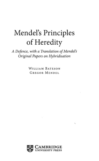 Mendel's principles of heredity | PDF