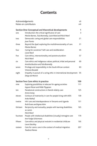 Ethics Of Care Critical Advances In International Perspective Marian ...