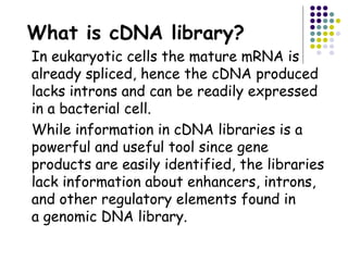 CDNA Library preparation. ppt for Jamil sir | PPT