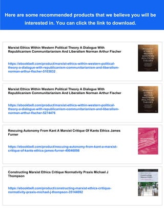 Marxist Ethics A Short Exposition Willis H Truitt | PDF