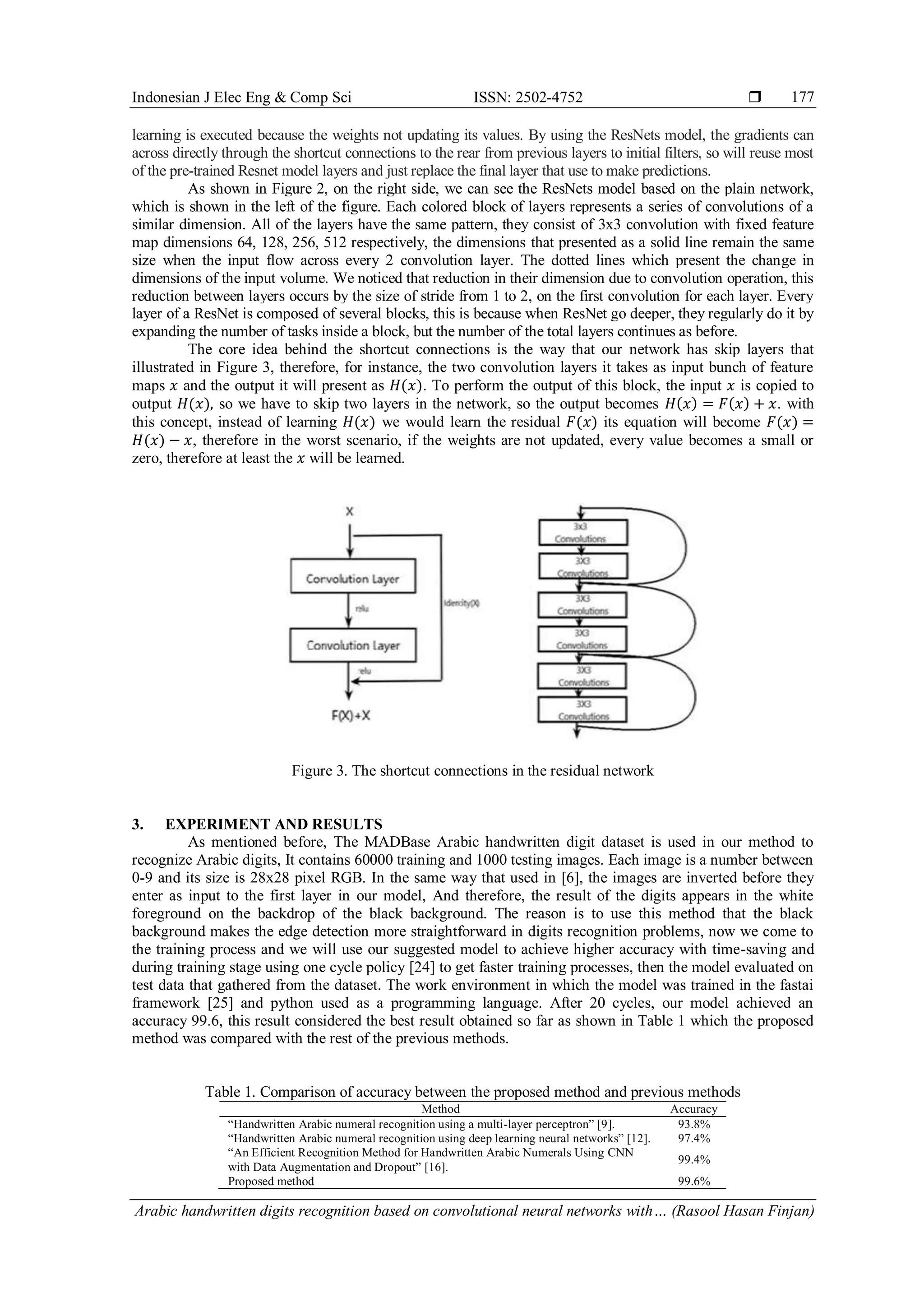 Arabic Handwritten Digits Recognition Based On Convolutional Neural Networks With Resnet 34